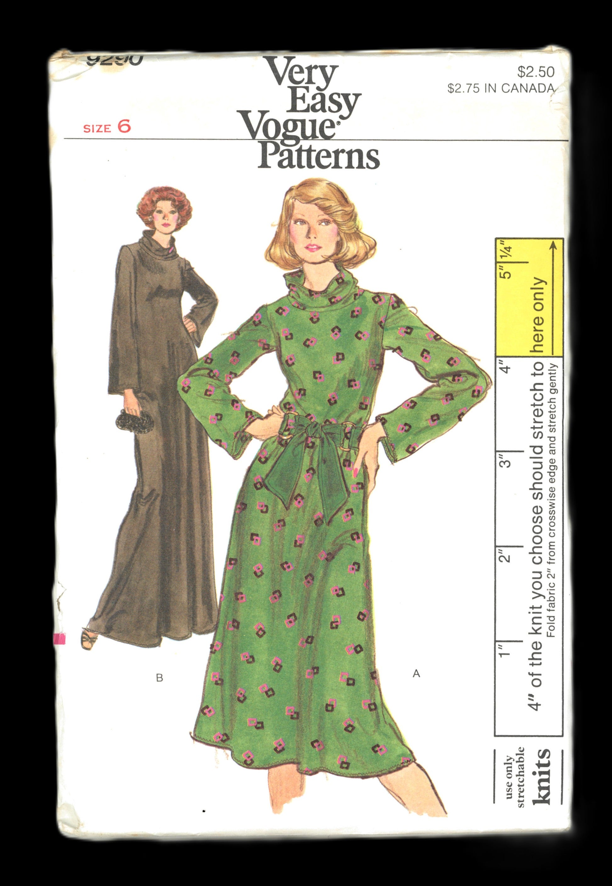 70s Vogue 9290 Misses Dress Sewing Pattern - UNCUT - Size 6 or Size 8 ...