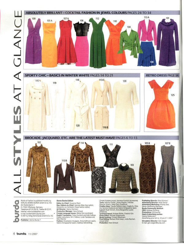 November 2007 ENGLISH Burda A World of Fashion Sewing Magazine – Uptown ...