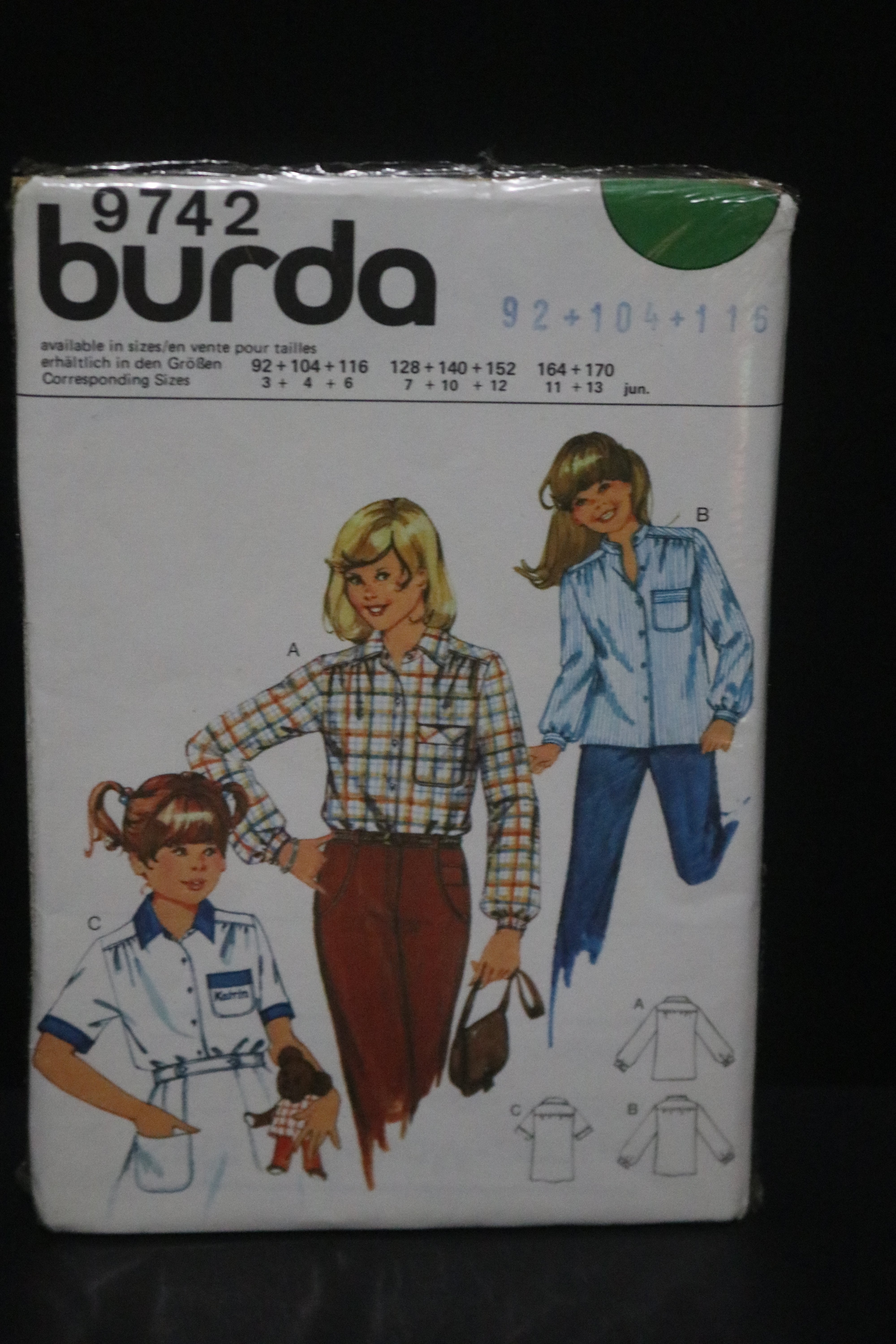 Burda 9742 Girls Blouse Sewing Pattern - UNCUT Size 3 4 6 – Uptown ...