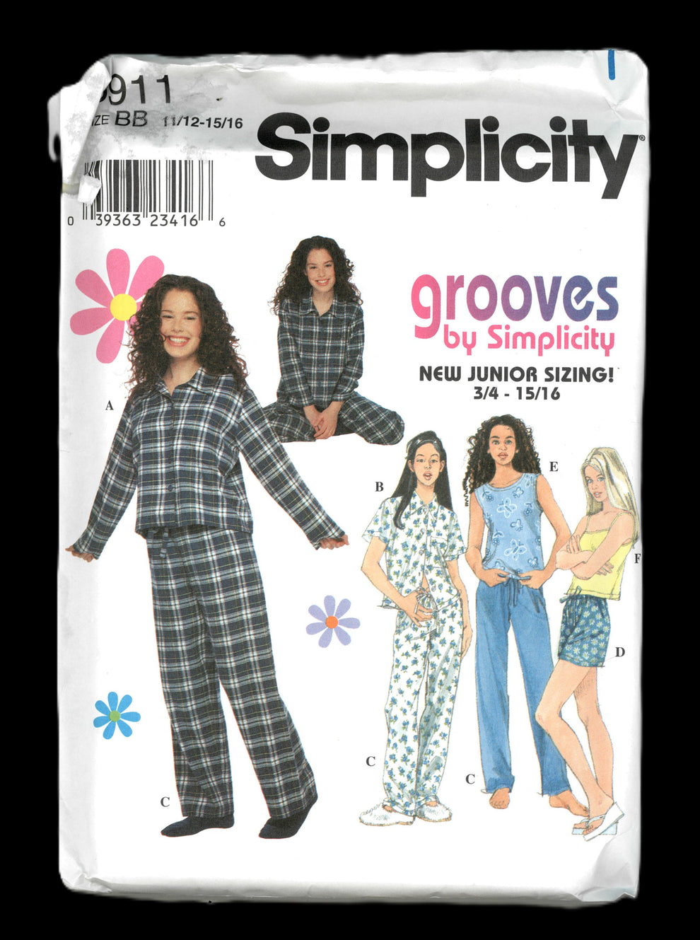 Simplicity Grooves 8911 Juniors Pajamas Sewing Pattern UNCUT Size 3/4 ...