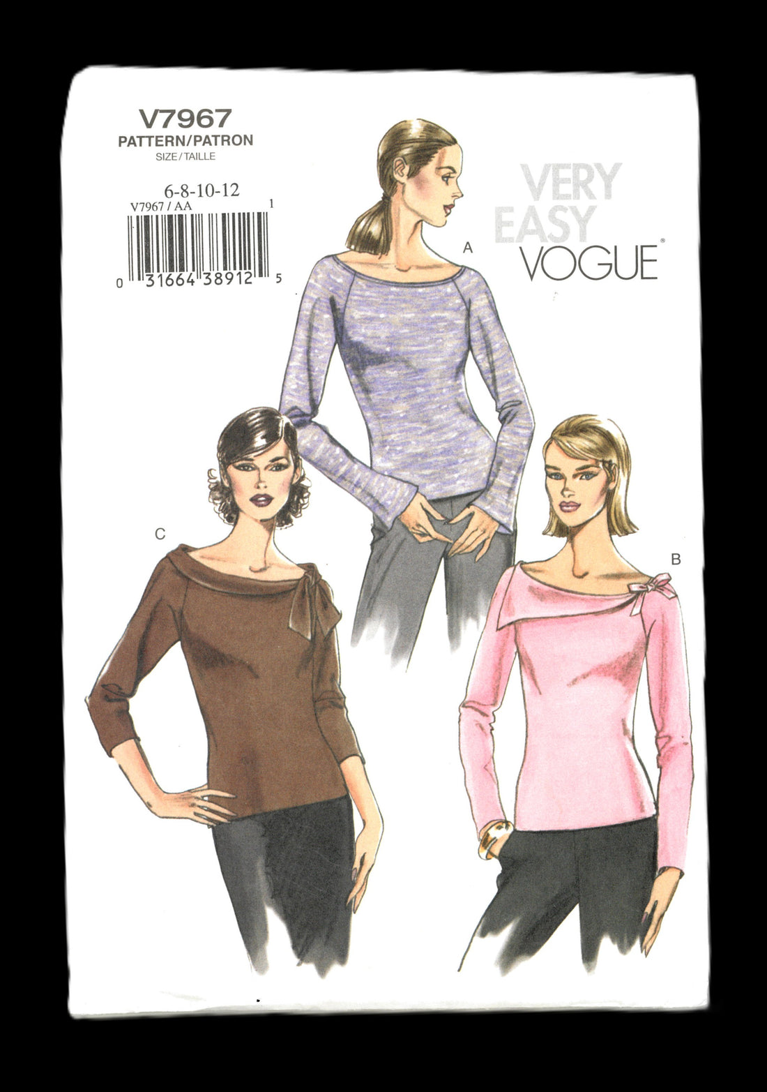 Vogue 7967 Misses/ Misses Petite Top Sewing Pattern - UNCUT - Size 6 8 ...