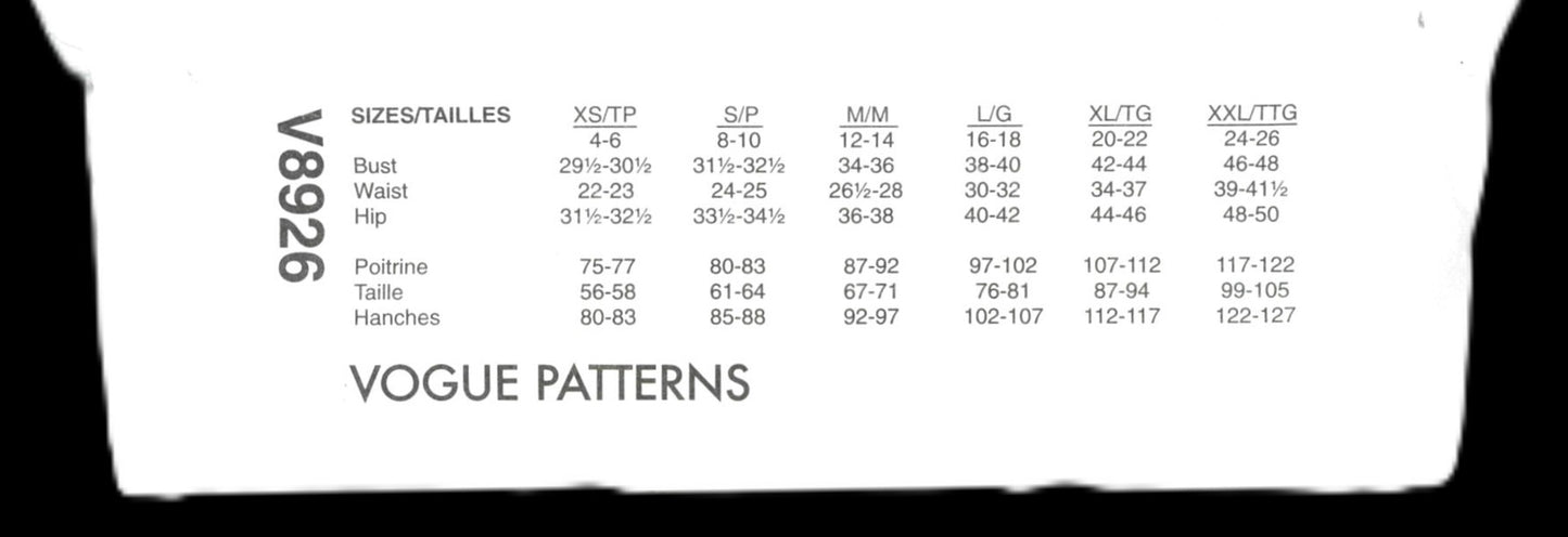 Vogue 8926 Misses Top Sewing Pattern - UNCUT - Size Lrg Xlg Xxl ...